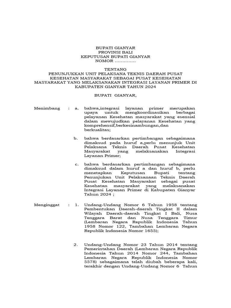 SK Ketetapan Lokus Puskesmas Dan Pustu Target Penerapan ILP | PDF