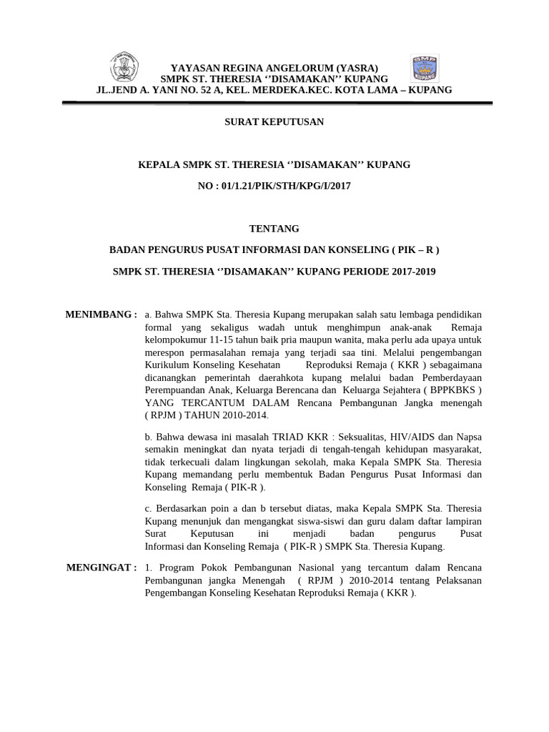 SK PIK R. Kel - Kelapa Lima | PDF