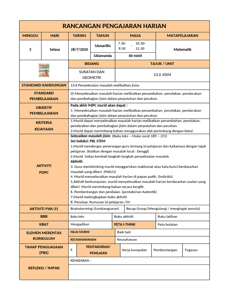 Contoh RPH Math | PDF