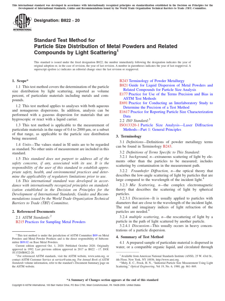 Particle Size Distribution of Metal Powders and Related Compounds by ...