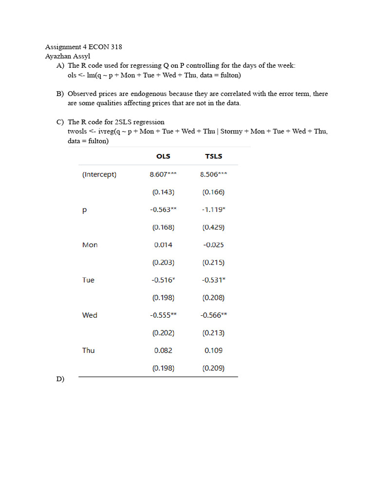 Assignment 4 ECON 318 | PDF