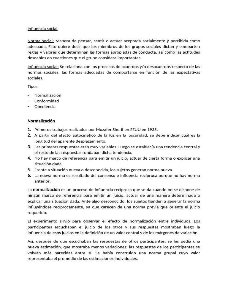 Influencia Social Resumen | PDF