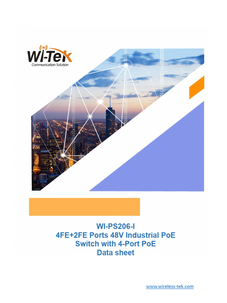 Wi-Ps206-I 4Fe+2Fe Ports 48V Industrial Poe Switch With 4-Port Poe Data Sheet | PDF