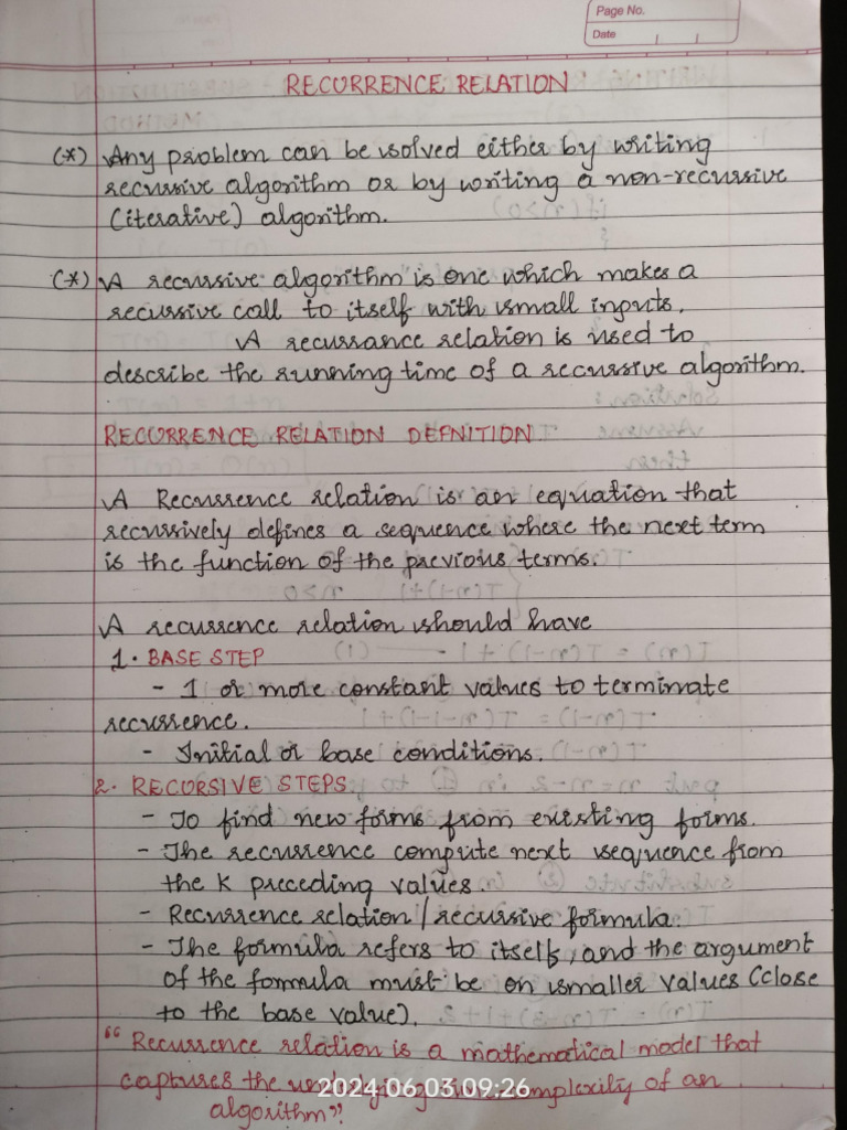 Recurrence Relation Pdf