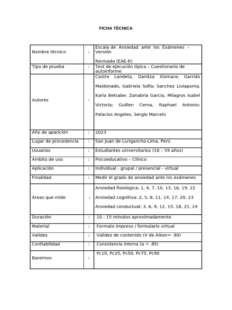 Ficha Técnica-modelo (1) | PDF
