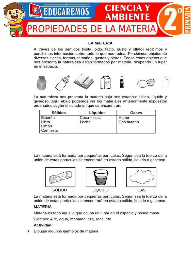 La Materia: Estados y Propiedades | PDF | Importar | Hidrógeno