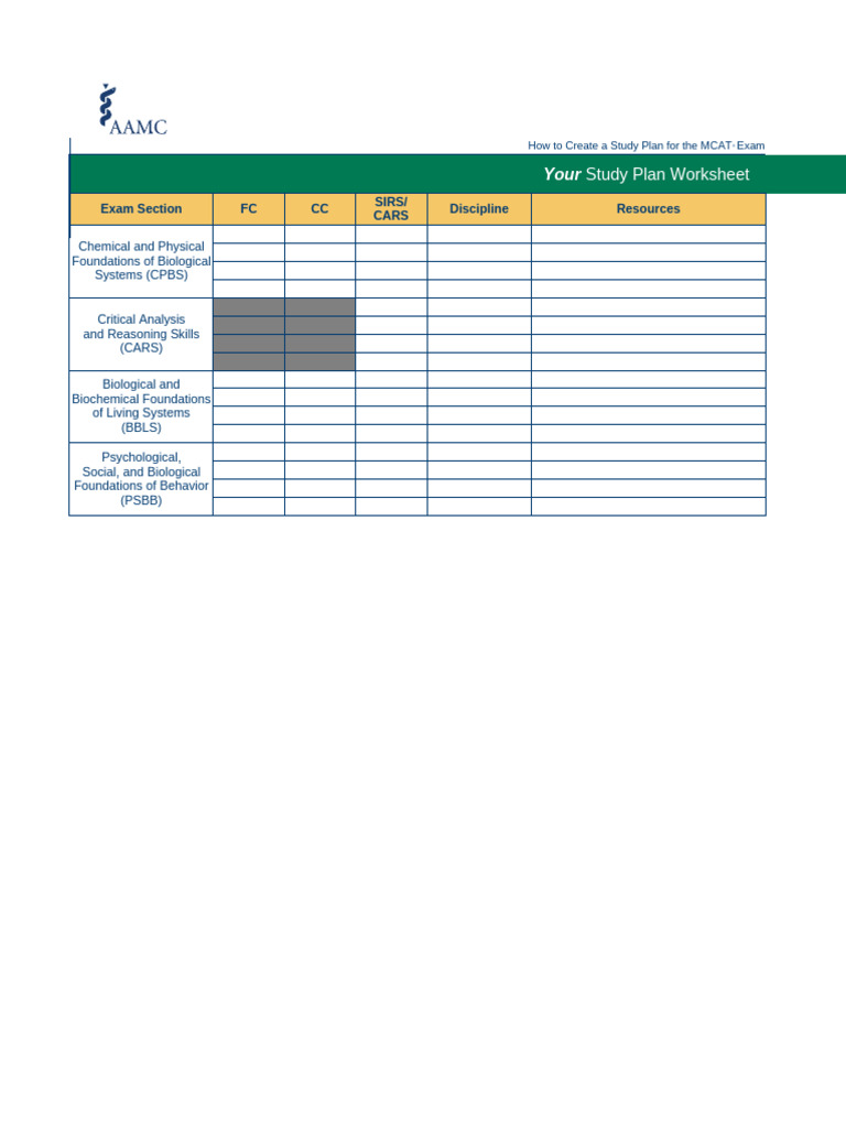 3 Study Plan Worksheet | PDF