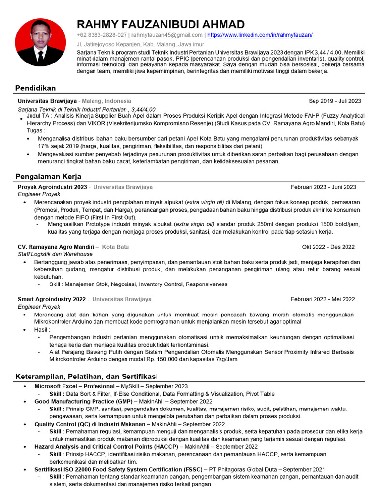 CV - Rahmy Fauzanibudi Ahmad | PDF