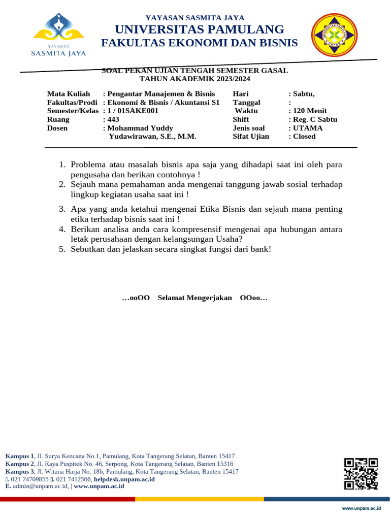 Jawaban Uts Pmb Pdf Business Finance Money Management