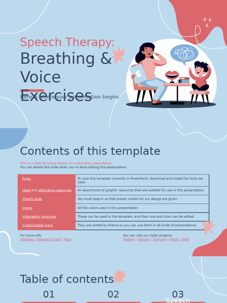 Speech Therapy - Breathing & Voice Exercises by Slidesgo | PDF