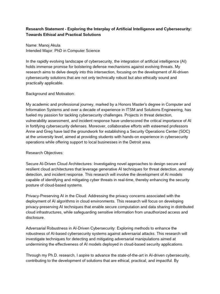 Research Statement - Exploring the Interplay of Artificial Intelligence ...