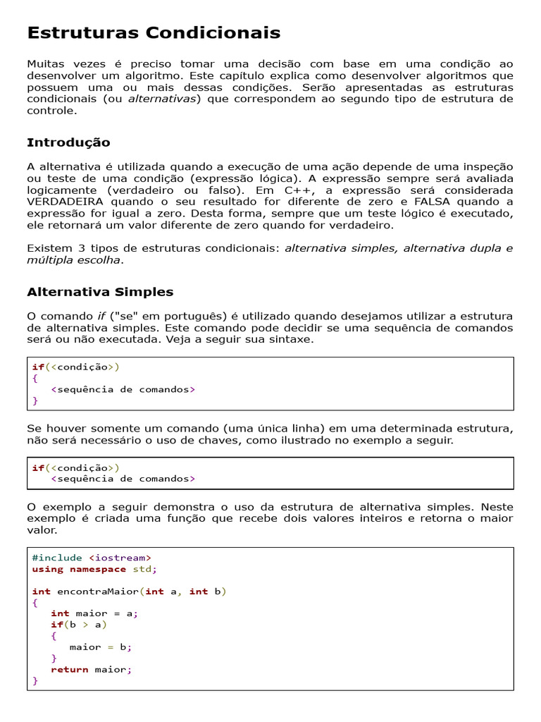 Cap4 Condicionais | PDF