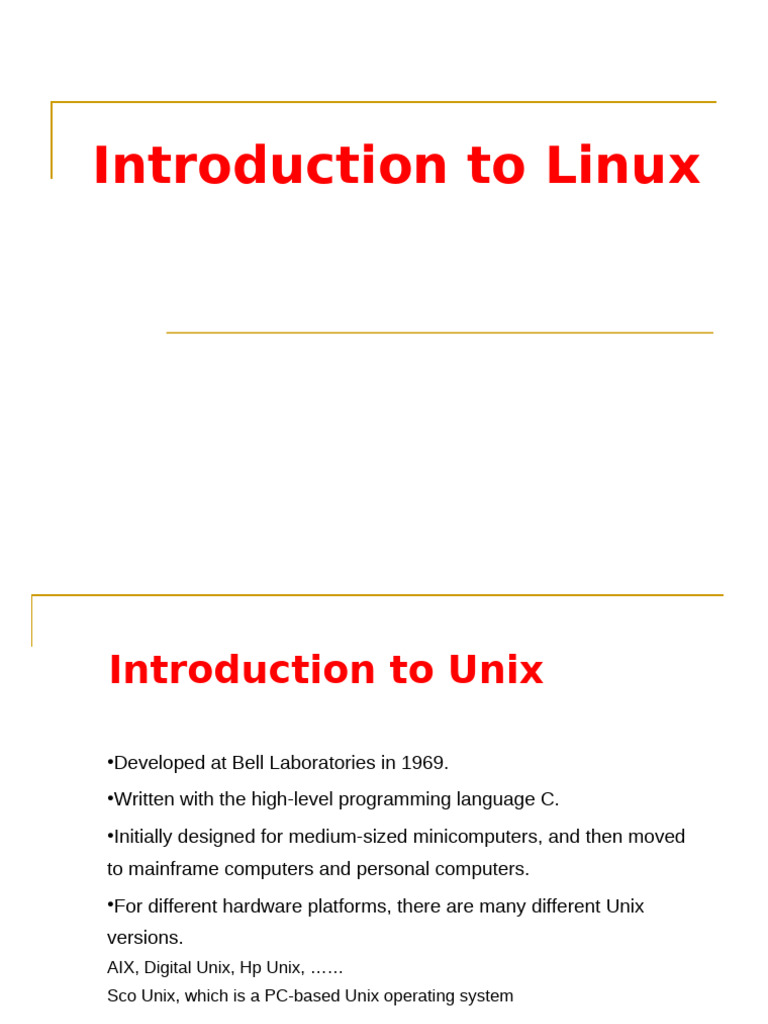 Chapter 1 Introduction To Linux. | PDF