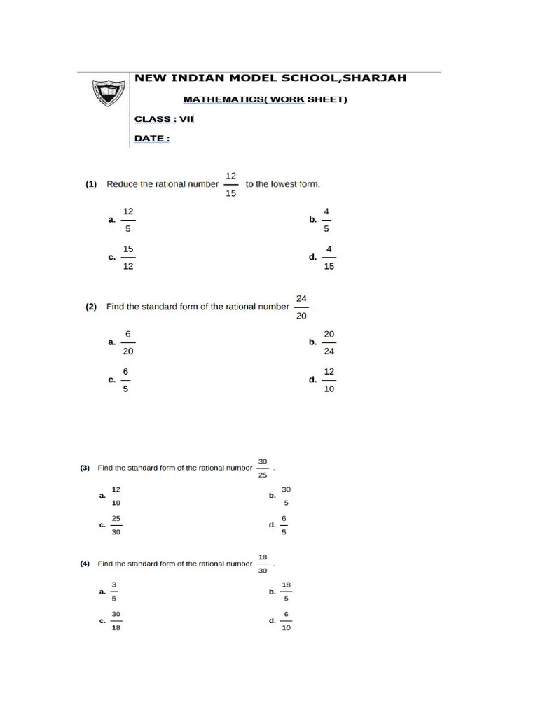 Rational Numbers Remedial Class | PDF