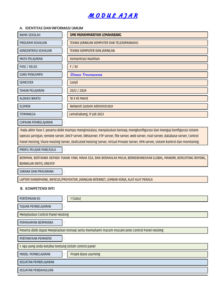 Dimas Tresnasena Konsentrasi Keahlian F - XII 1 (Satu) & 2 (Dua) | PDF