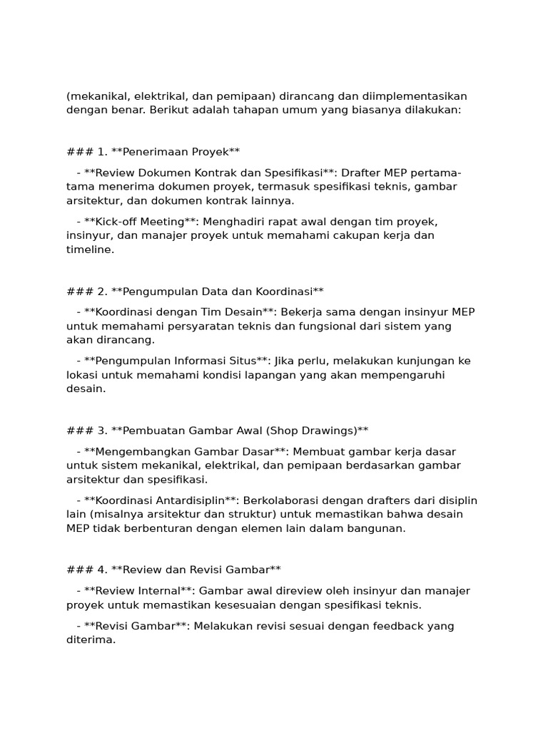 Urutan Kerja Drafter Mep | PDF