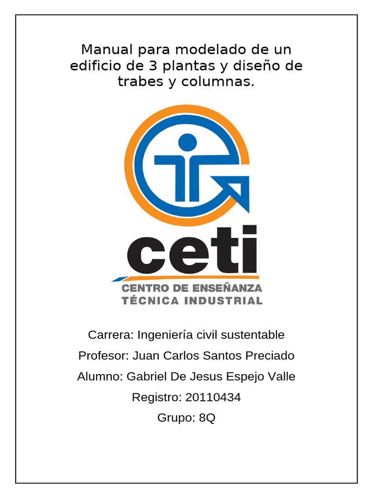 Manual para Modelado de Un Edificio de 3 Plantas y Diseño de Trabes y Columnas | PDF