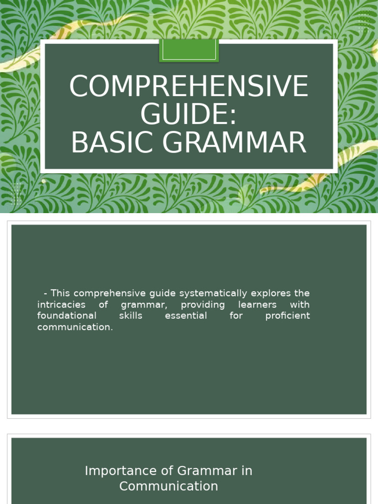 Comprehensive Guide - Basic Grammar | PDF