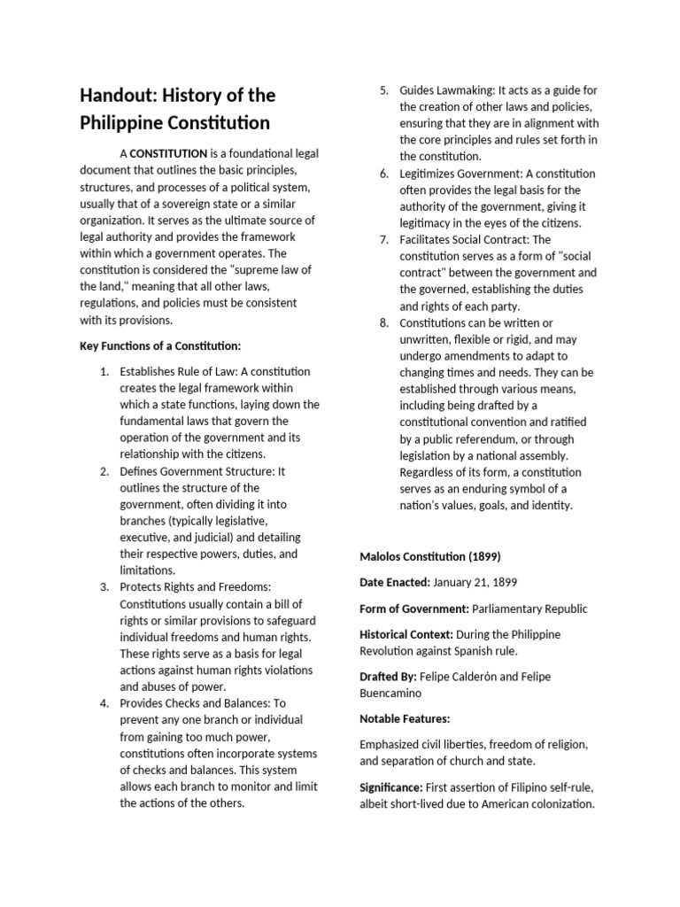 Handout Constitution | PDF | Constitution | Government