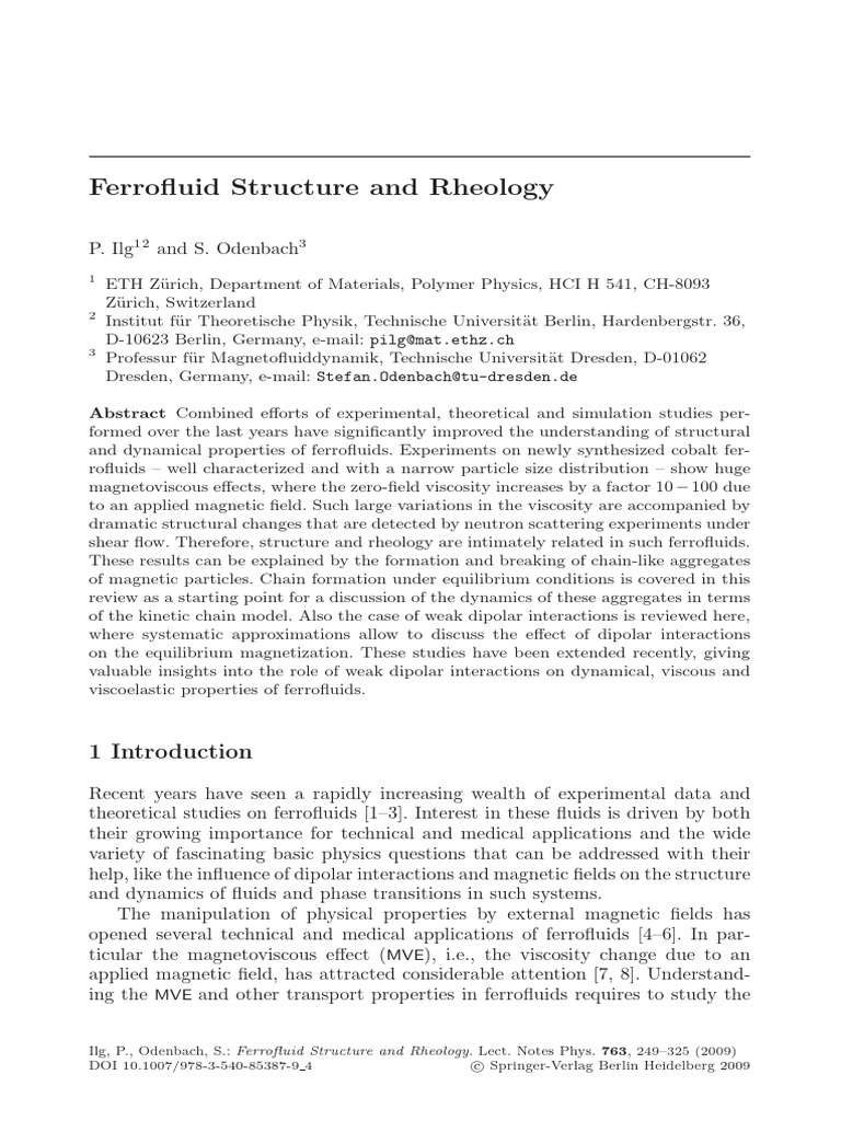 Ferrofluid Structure and Rheology | PDF