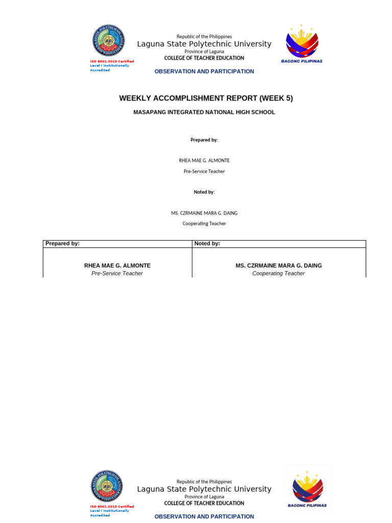 Week 5 Accomplishment Report Almonte | PDF