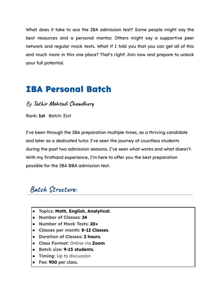 IBA Personal Batch | PDF