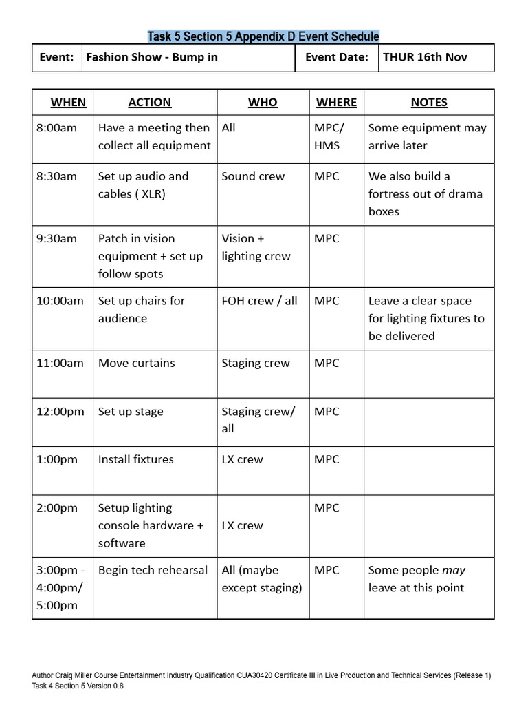Fashion Show Schedule | PDF