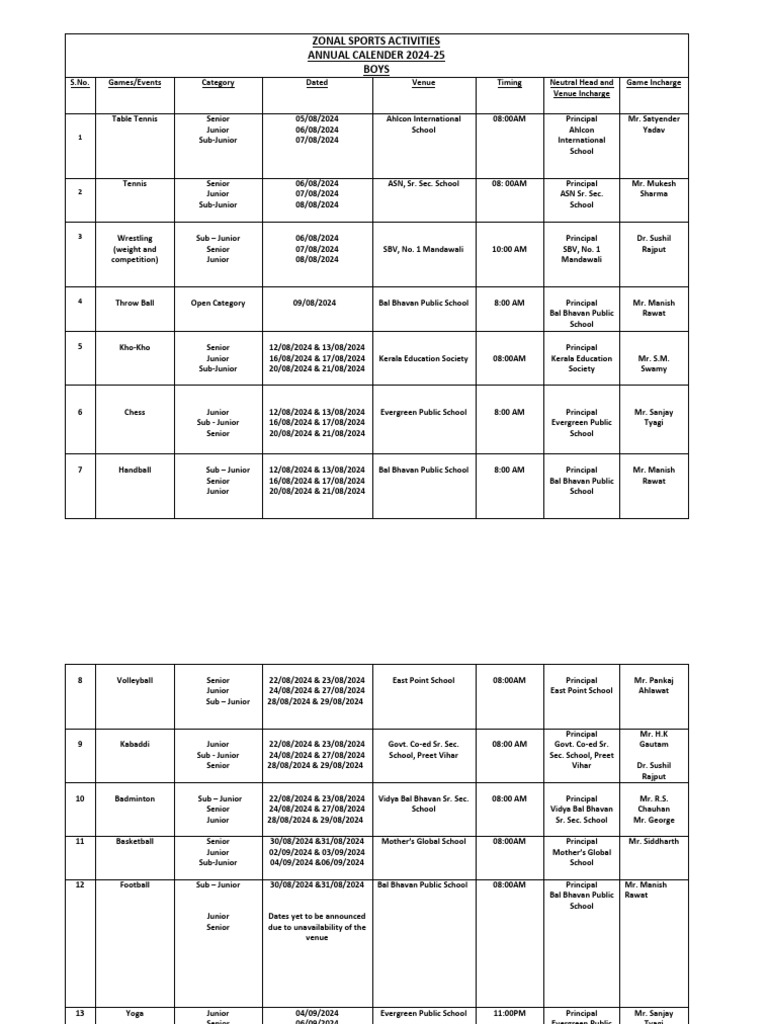 Annual Calender 2024-25 | PDF
