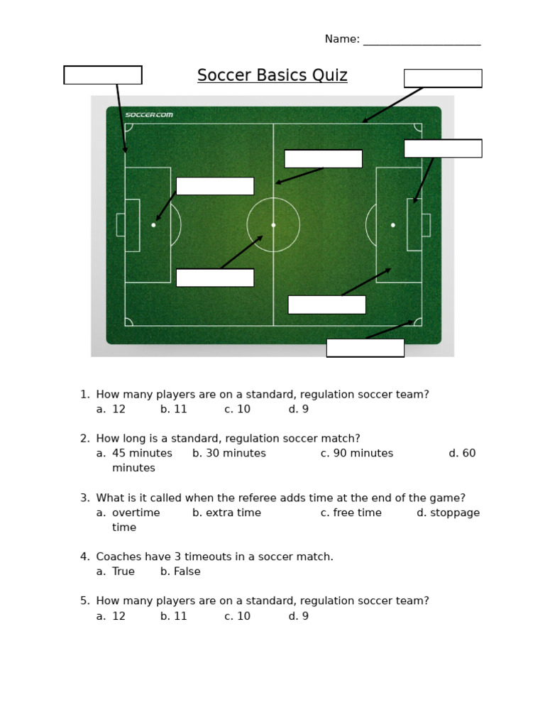 Soccer Basics Quiz | PDF