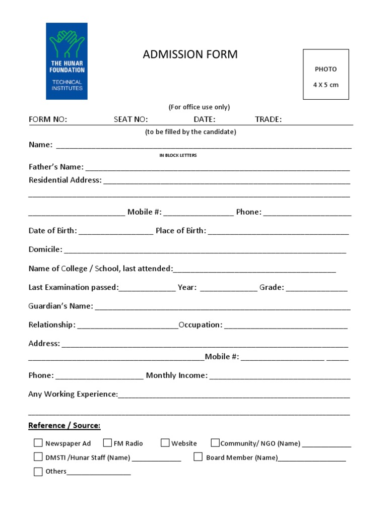 Admission Form1 | PDF