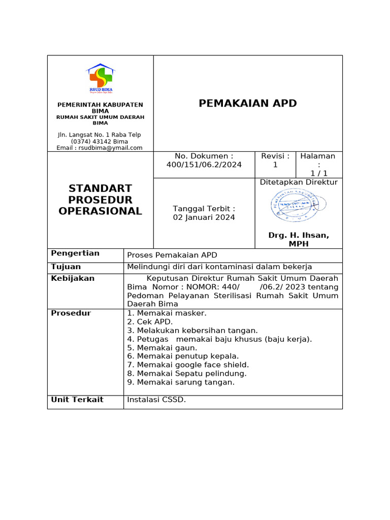 Spo - Pemakaian Apd | PDF