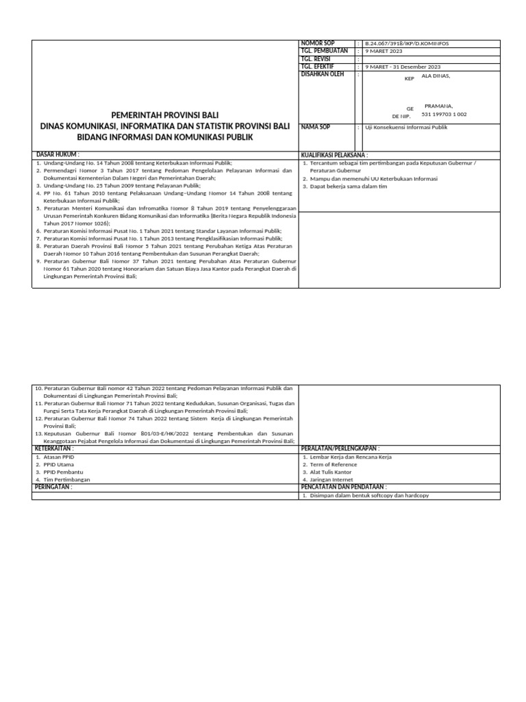 Rev - Pos Uji Konsekuensi Informasi Publik 2023 | PDF