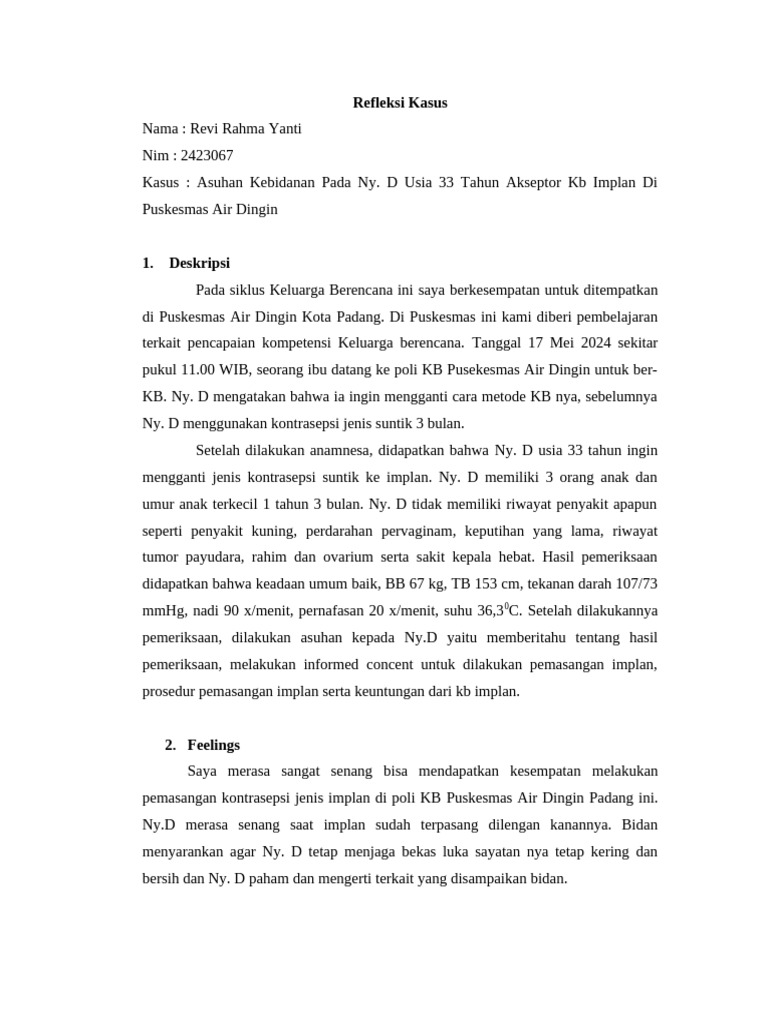 Refleksi Kasus KB | PDF