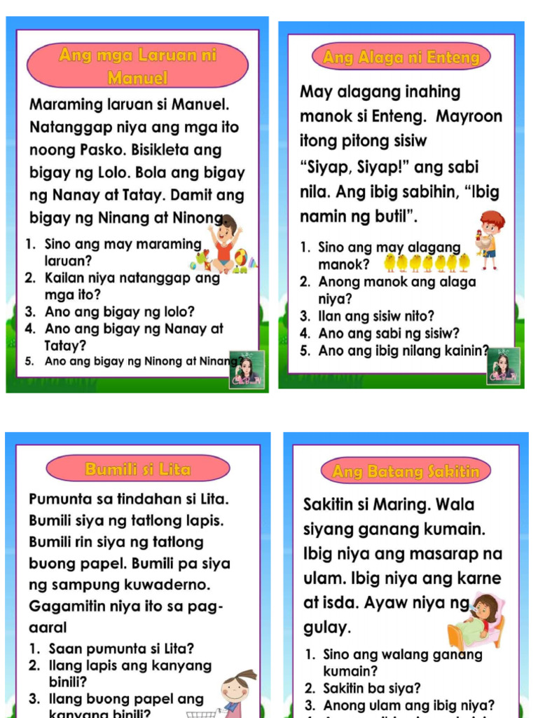 Kasanayan Sa Pagbasa 1-A | PDF