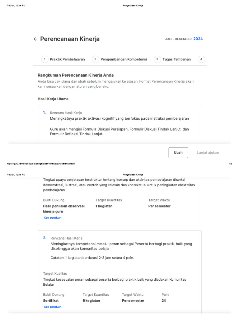 RHK PMM Pengelolaan Kinerja JULI-DESEMBER 2024 | PDF