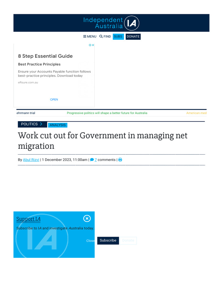 Work Cut Out For Government in Managing Net Migration | PDF
