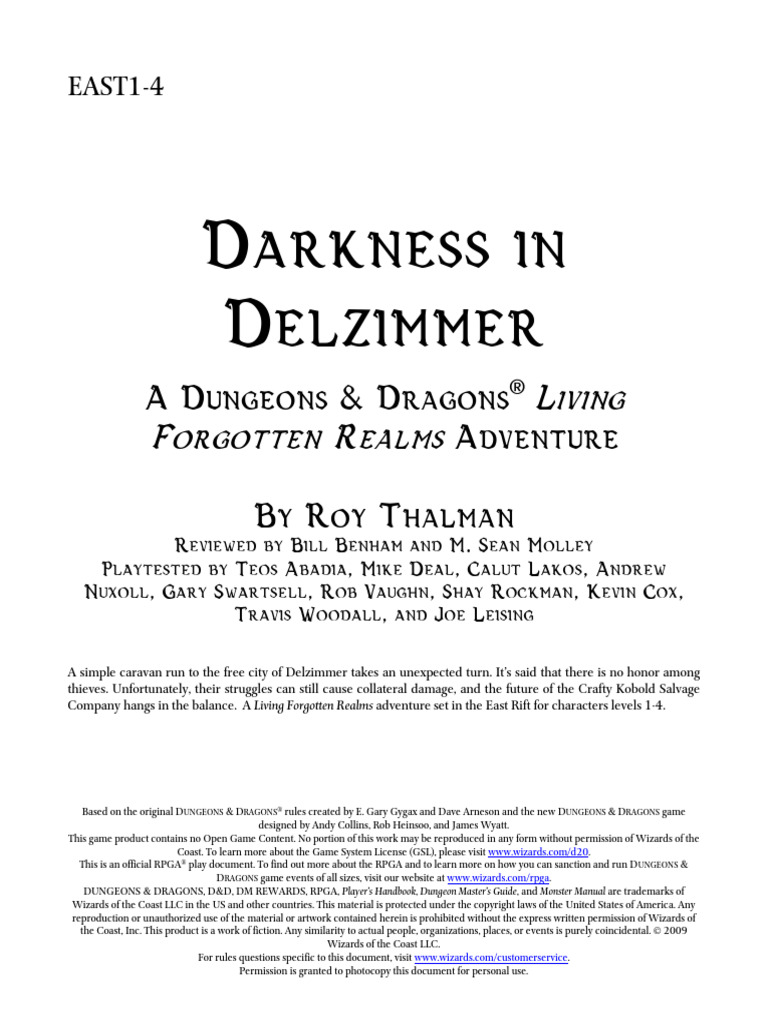 EAST1-4 Darkness in Delzimmer | PDF