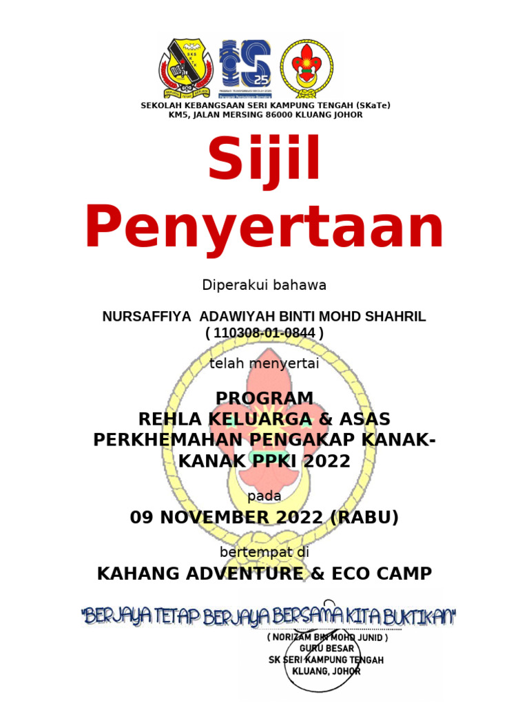 Sijil Penyertaan Scout 2022 | PDF
