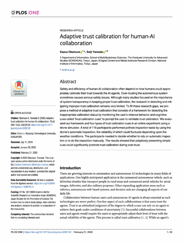 Adaptive Trust Calibration For human-AI Collaboration - Enhanced Reader | PDF