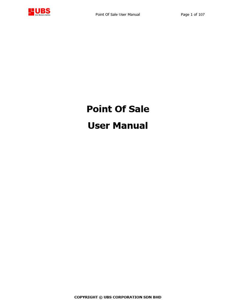 UserManual - Point - of - Sales UBS | PDF