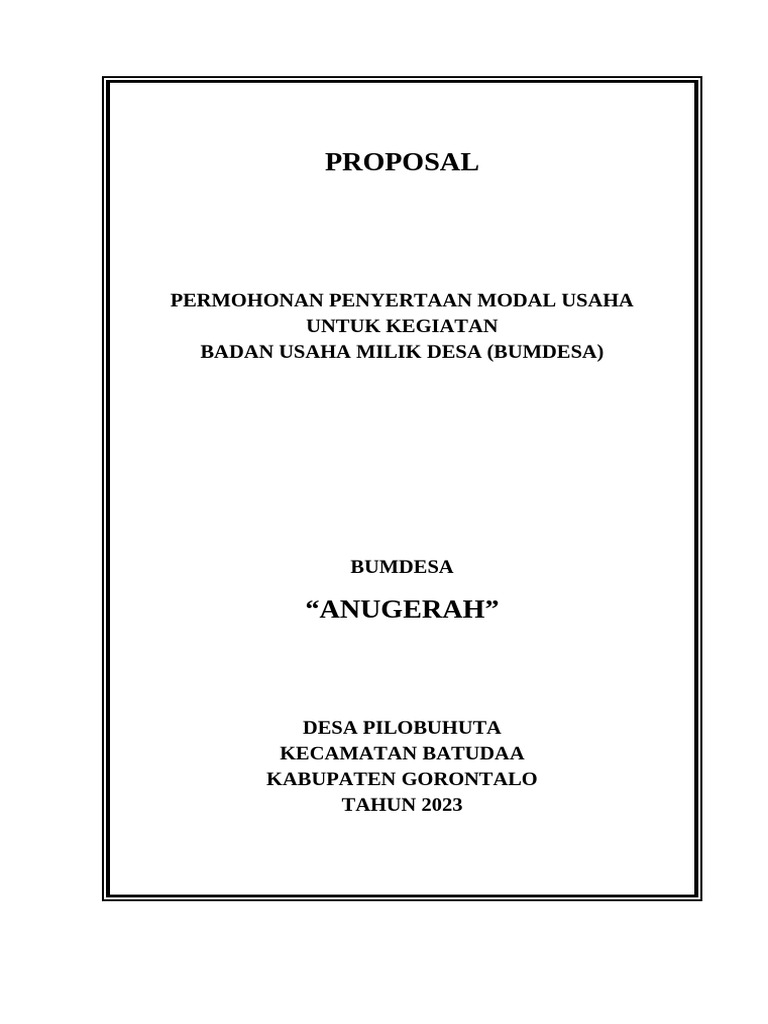 Proposal Bumdes 2022 | PDF