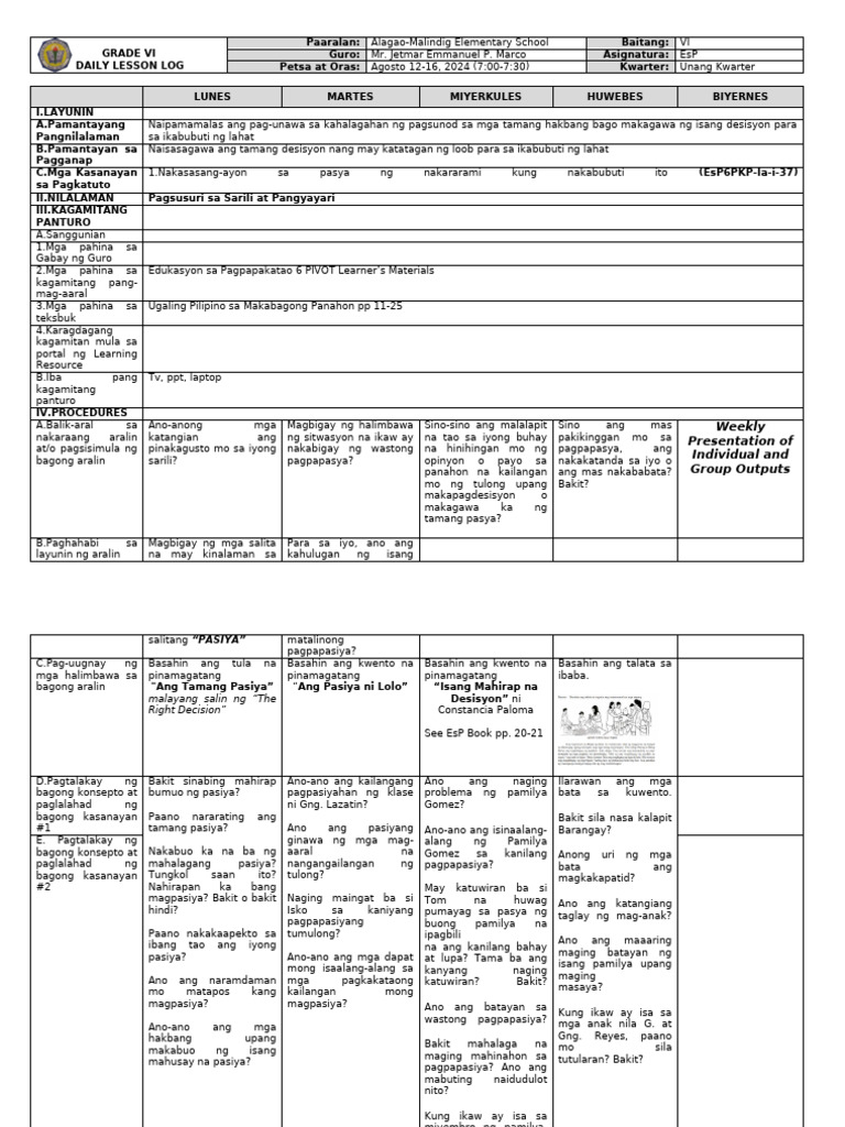 Esp 6 - Q1 - W3.1 | PDF