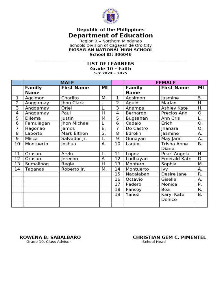 List-Of-Enrolled-Learners-S.y-2024-25 New | PDF