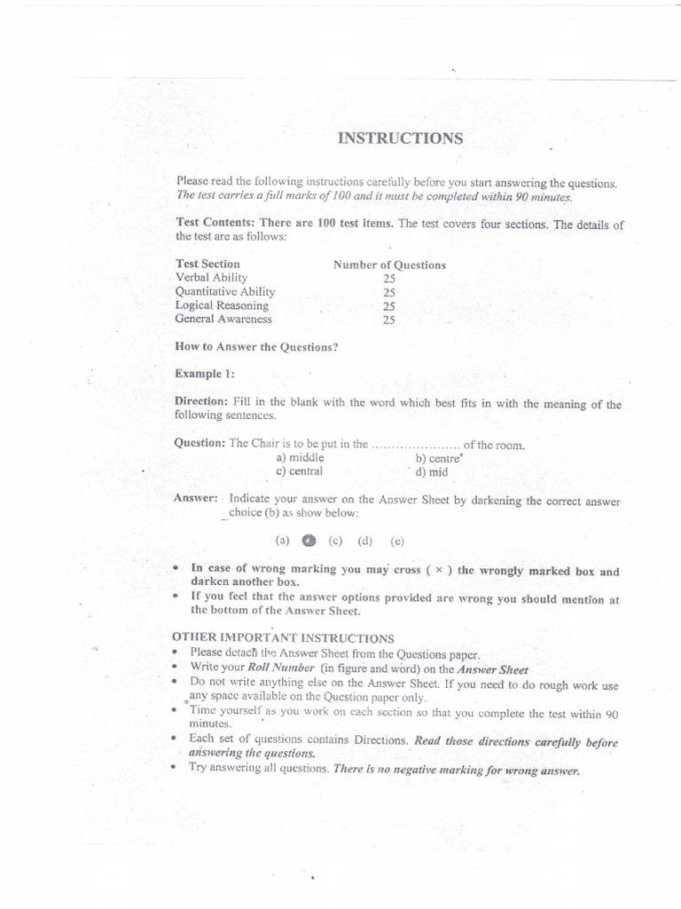 CMAT Model Question | PDF