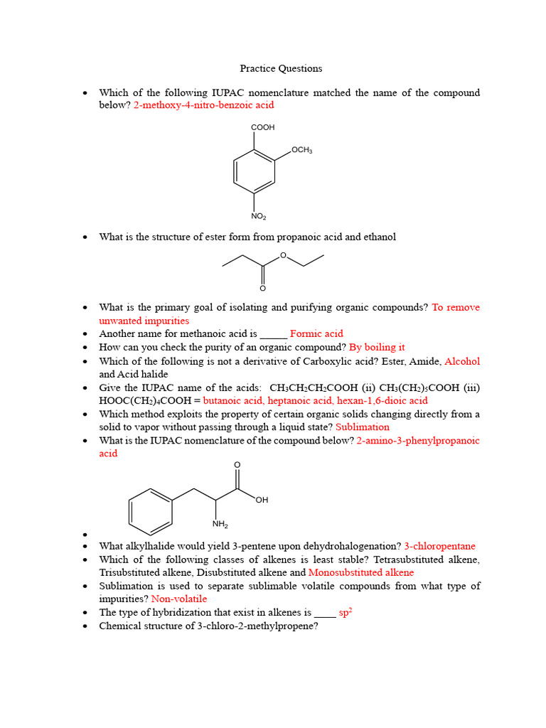 Practice Questions With Solutions | PDF | Chemistry | Physical Sciences