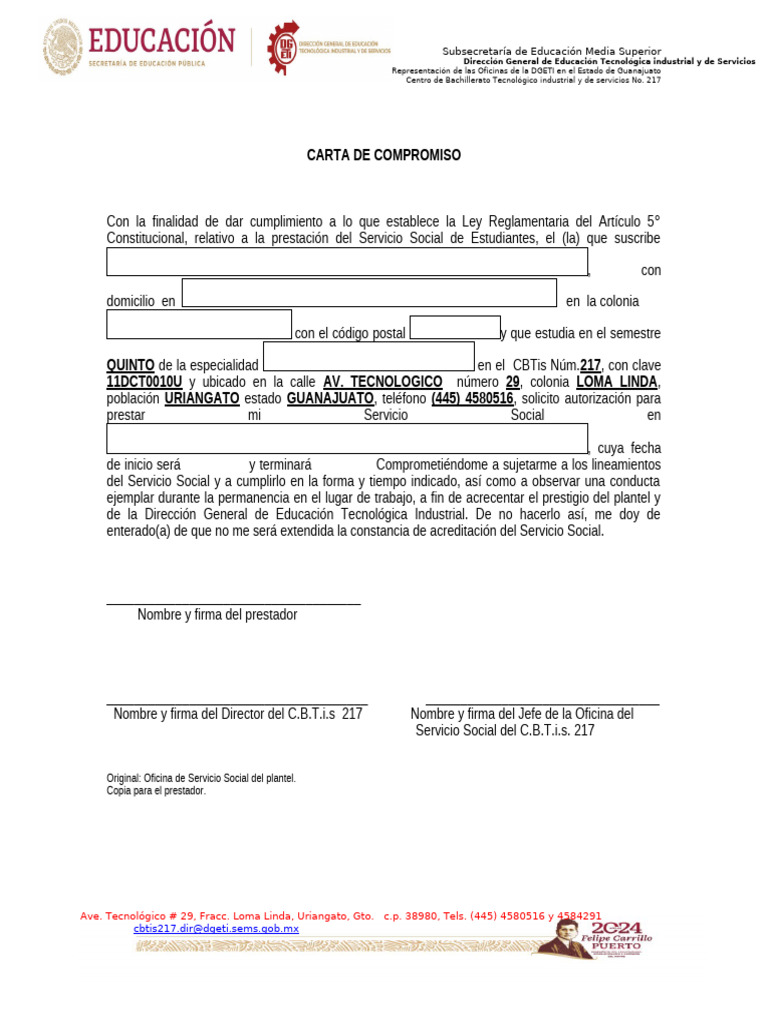 Formato Carta Compromiso | PDF