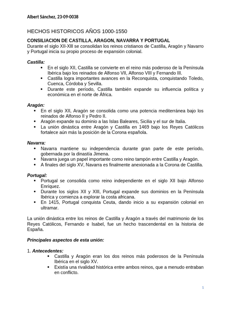 Hechos Historicos Años 1000-1550.aa | PDF | Cristobal colon | Imperio ...
