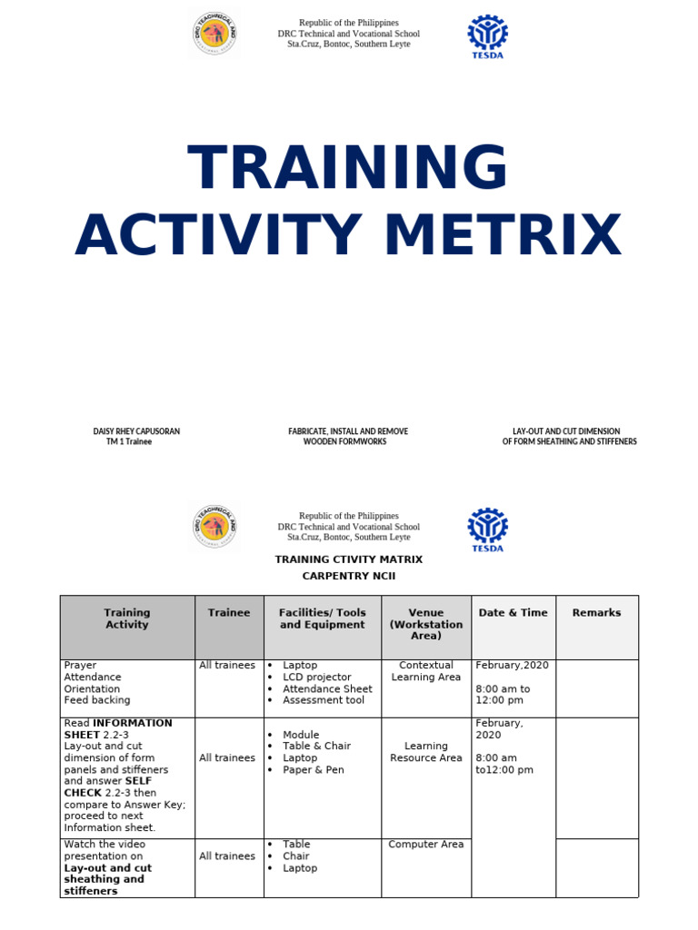 18.training Activity Metrix | PDF