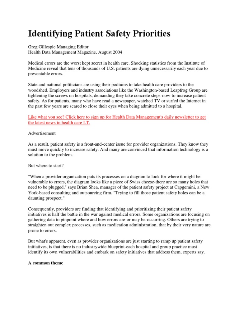 Identifying Patient Safety Priorities | PDF | Patient Safety | Patient