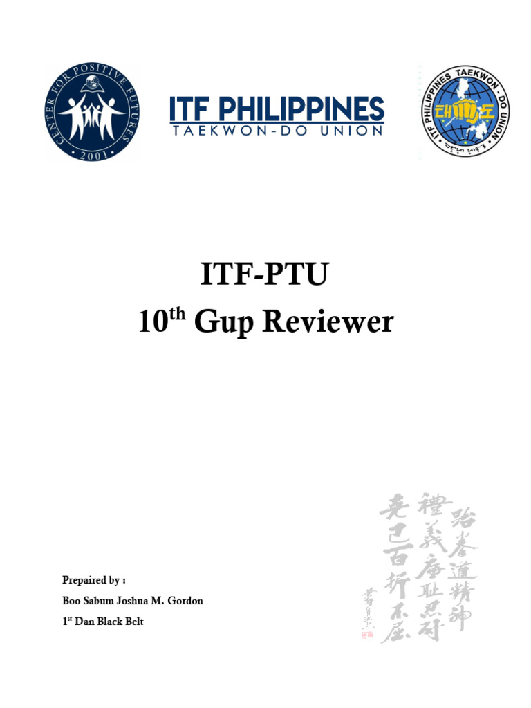 ITF-PTU 10th Gup Reviewer | PDF | Taekwondo | Korean Martial Arts